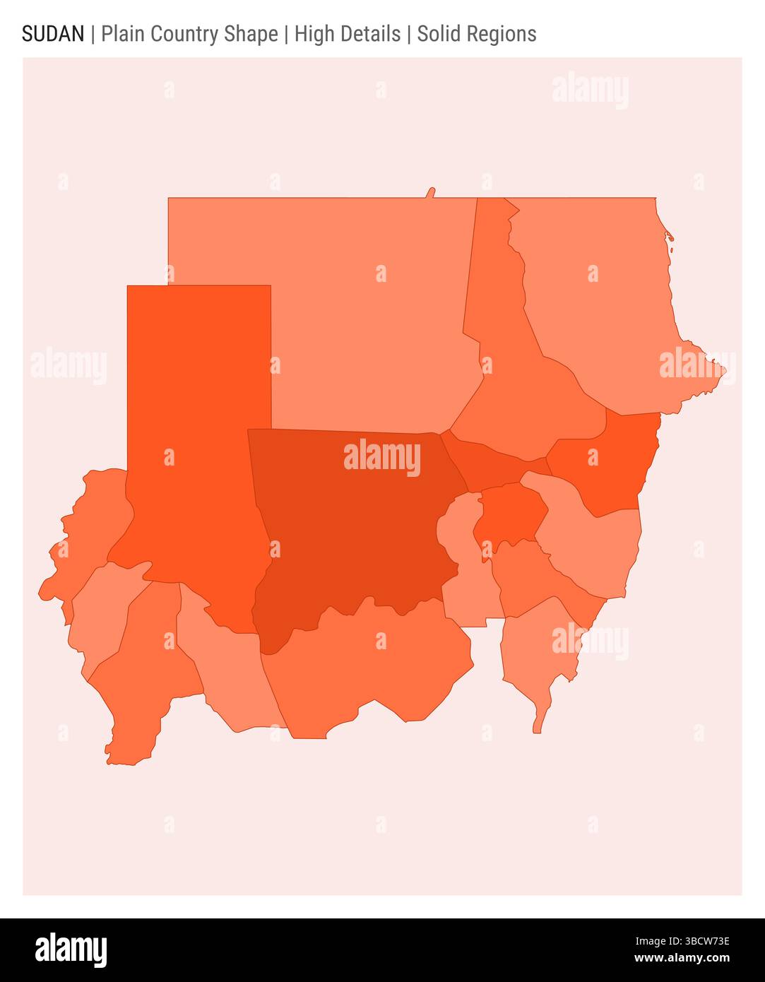 Sudan plain country map. High details. Solid regions style. Shape of ...