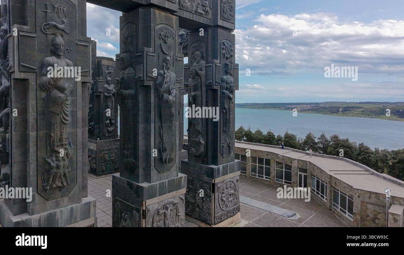 Aerial view on Part of stuning monument Chronicles the Georgia and ...