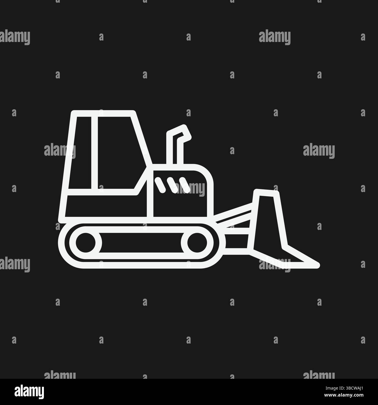 Minimalist Bulldozer Icon Vector Simple Outline Illustration of ...