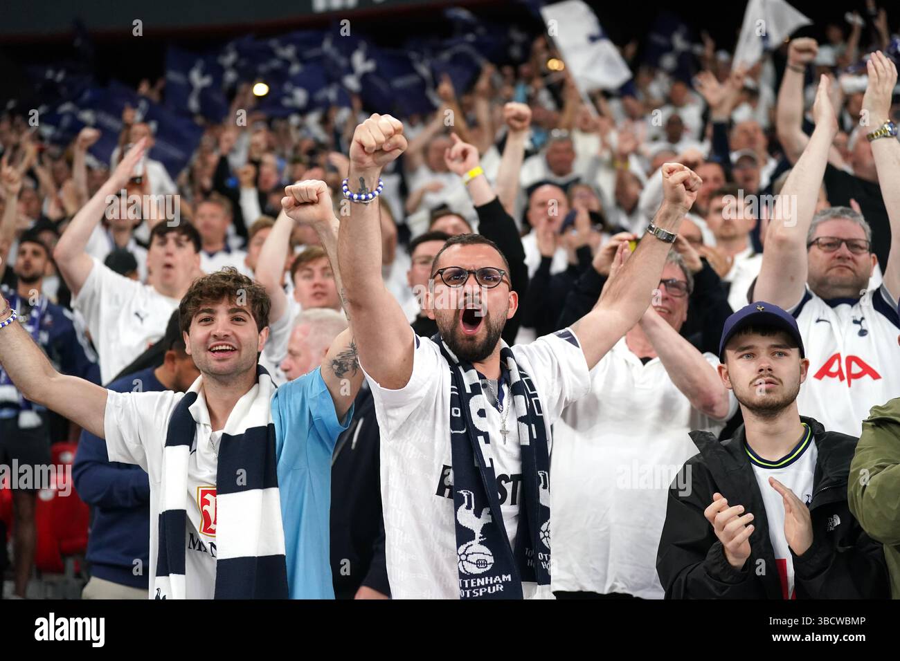Tottenham Hotspur fans in the stands show their support ahead of the ...