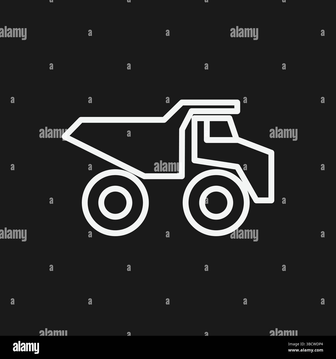 Minimalist Dump Truck Icon Vector Simple Outline Illustration of Tipper Lorry Graphic Stock ...