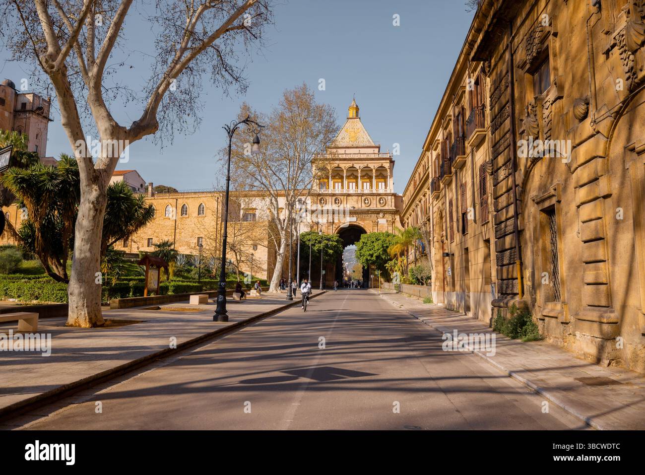 A majestic view of Porta Nuova in Palermo, Sicily, where Renaissance ...