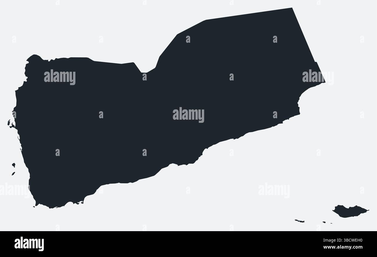 Yemen map. Just a simple border map. Shape of the country. Flat blank ...