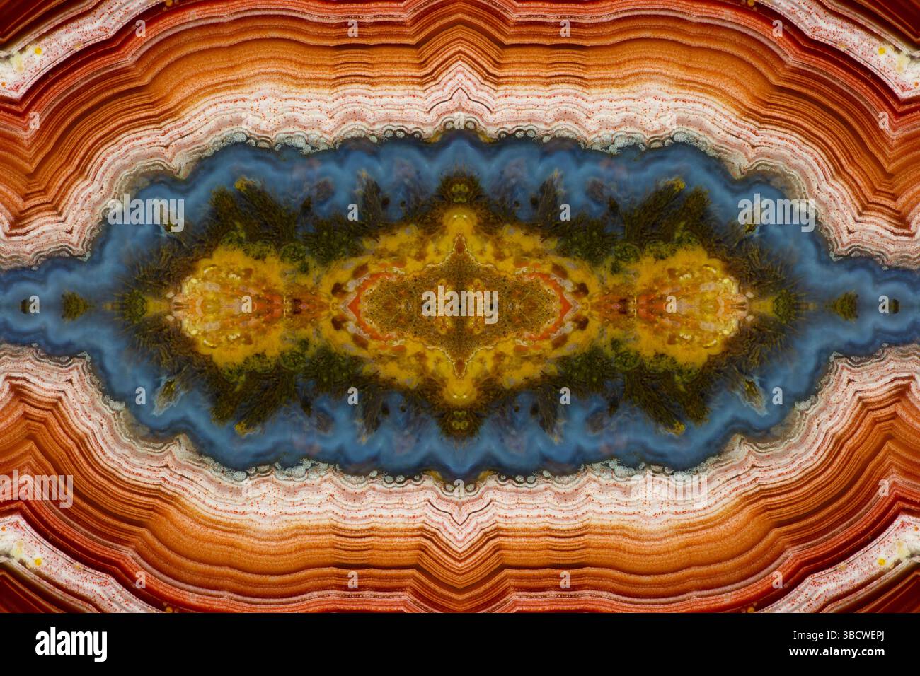 Laguna agate kaleidoscope repeating mirror-effect pattern Stock Photo ...