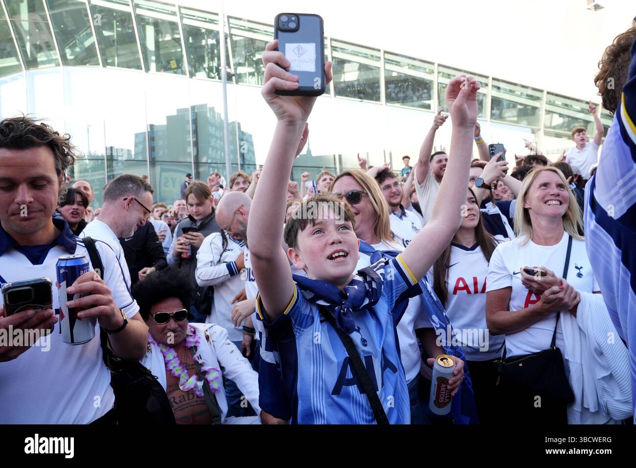 Tottenham Hotspur fans ahead of a screening of the UEFA Europa League ...