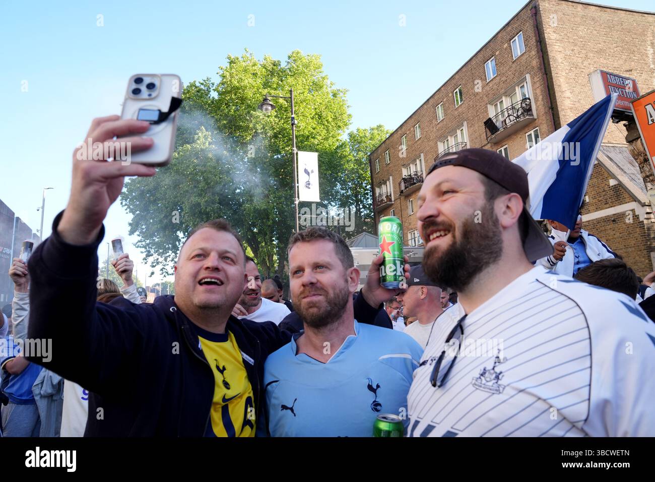 Tottenham Hotspur fans ahead of a screening of the UEFA Europa League ...
