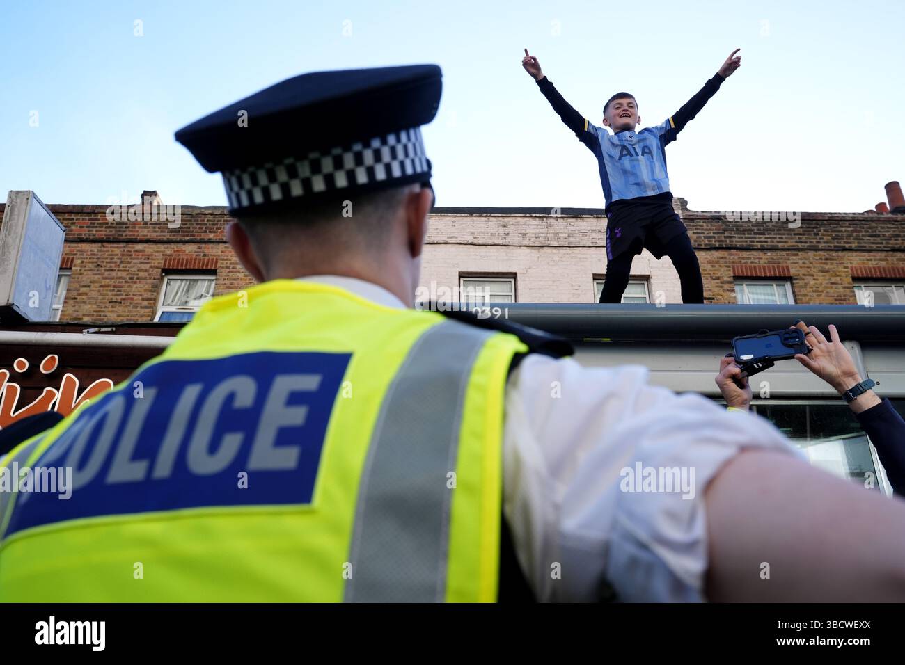 Tottenham Hotspur fan ahead of a screening of the UEFA Europa League ...