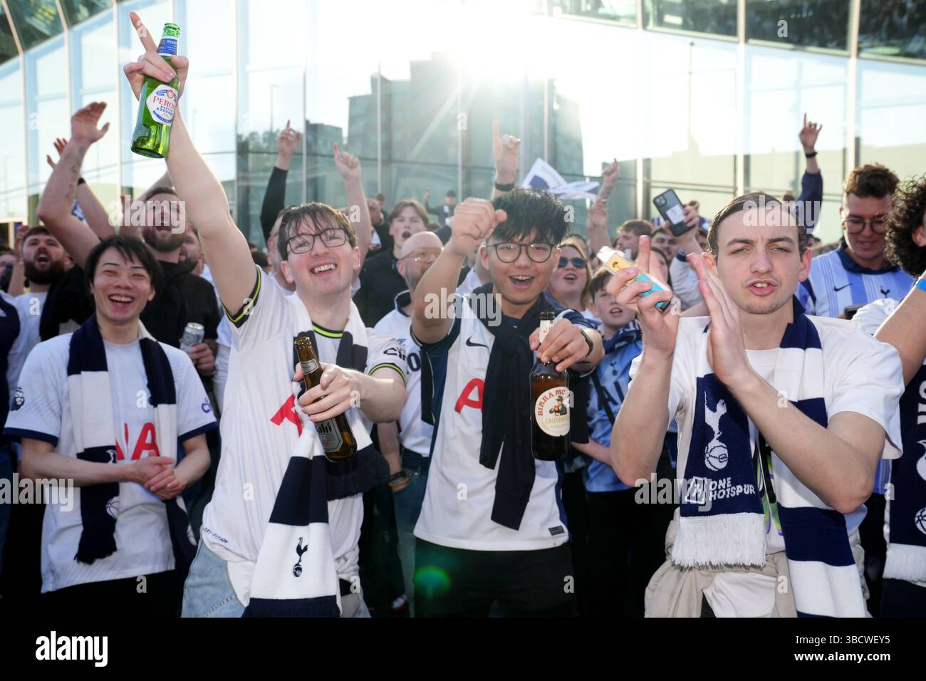 Tottenham Hotspur fans ahead of a screening of the UEFA Europa League ...
