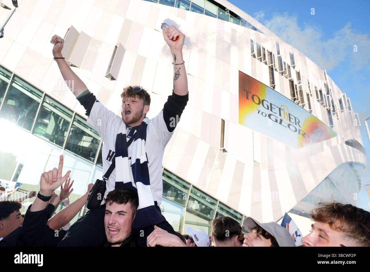Tottenham Hotspur fans ahead of a screening of the UEFA Europa League ...