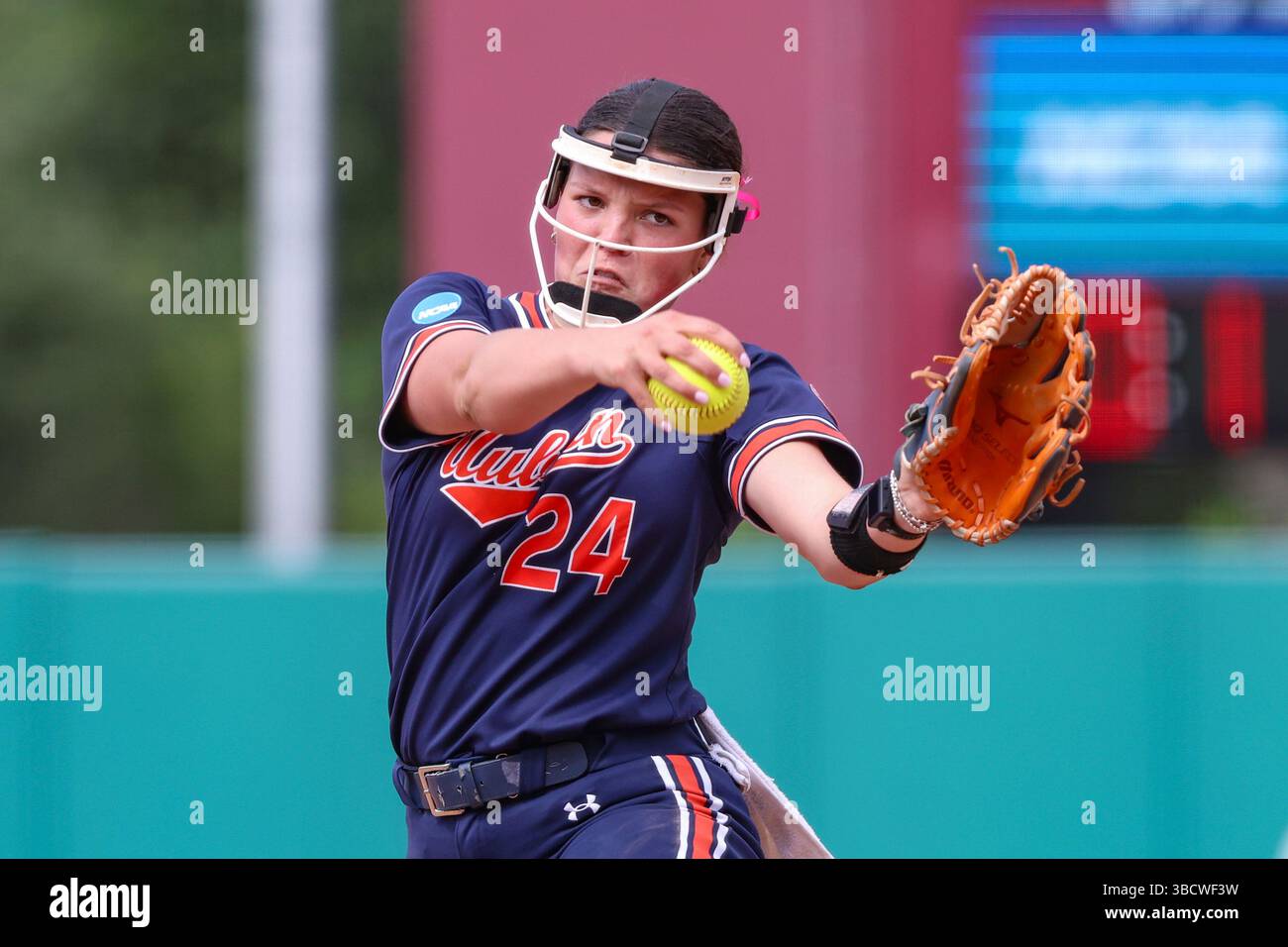 Auburn pitcher Malayna Tamborra (24) in action during an NCAA regional ...