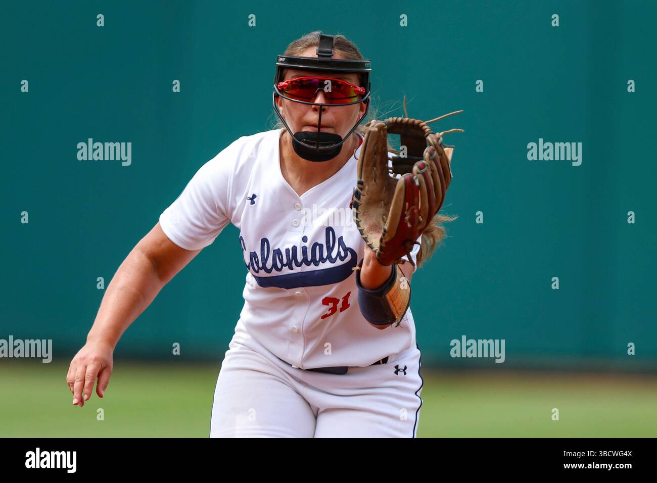 Robert Morris infielder Anna Resnik (31) warms up before an NCAA ...