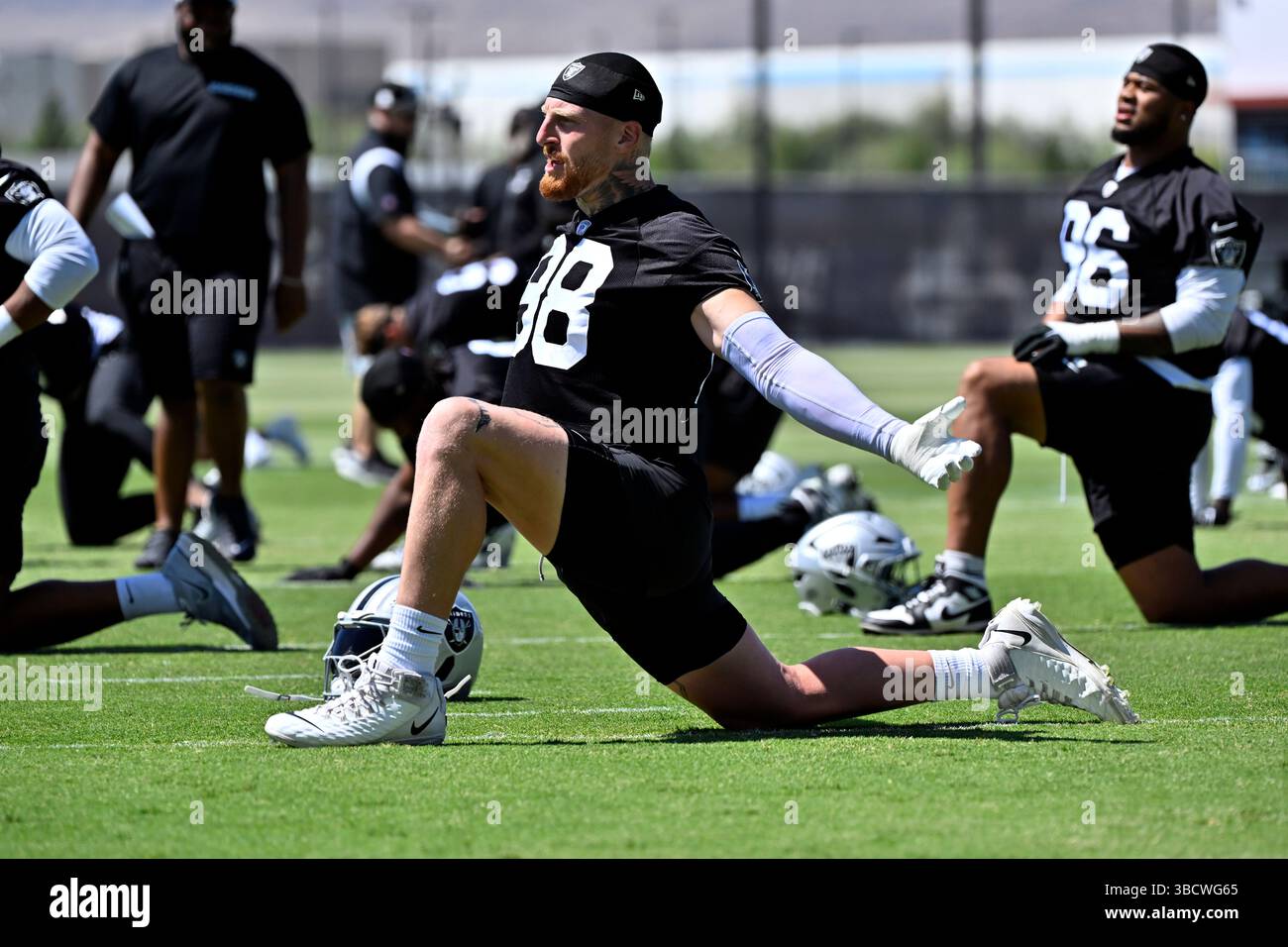 Las Vegas Raiders defensive end Maxx Crosby warms up during NFL ...