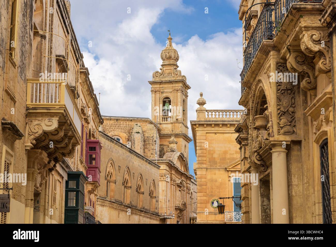 Malta, Mdina. Bell tower of the Carmelite Priory Stock Photo - Alamy