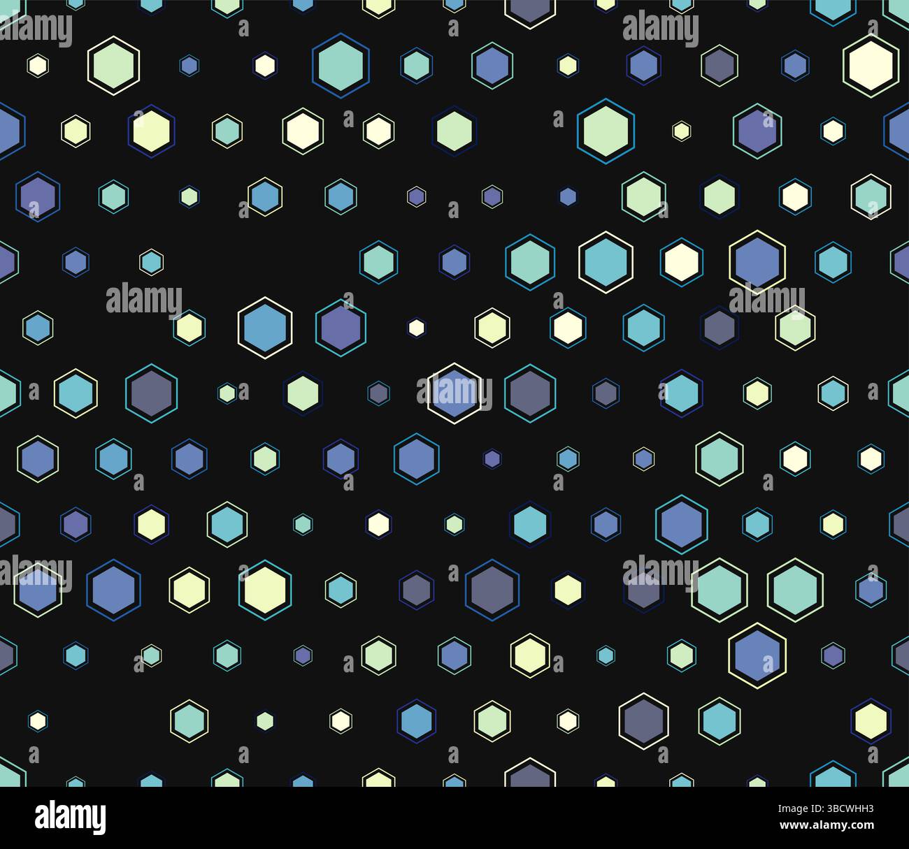 Hexagon geometric shapes background. Multicolored geometric elements of varied sizes. Hexagon ...