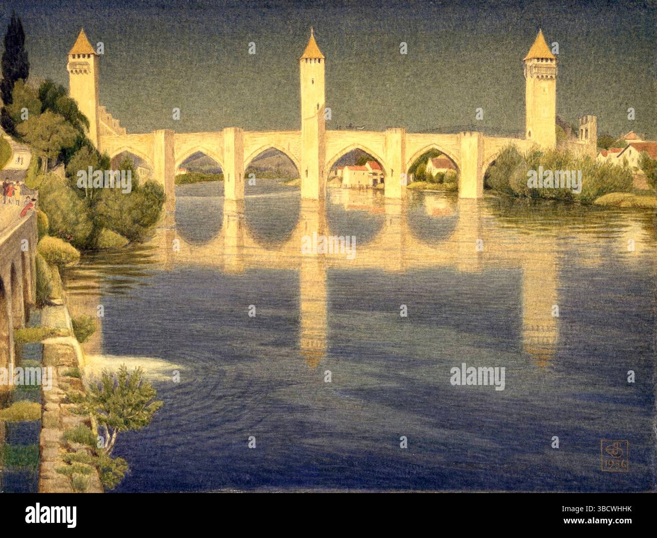Joseph Edward Southall (English, 1861 1944) - Pont Valentre, Cahors ...