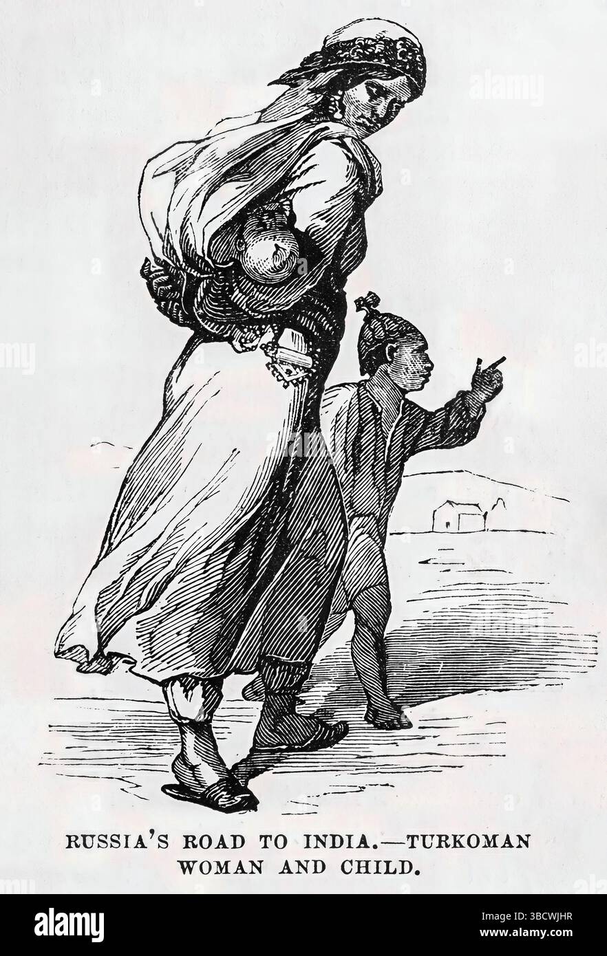 Russia' road to India - Turkoman woman and child (1878). 19th century ...
