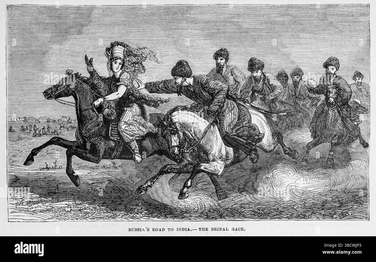 Russia's road to India - The bridal race. Depicts a kyz kuu or kyz ...
