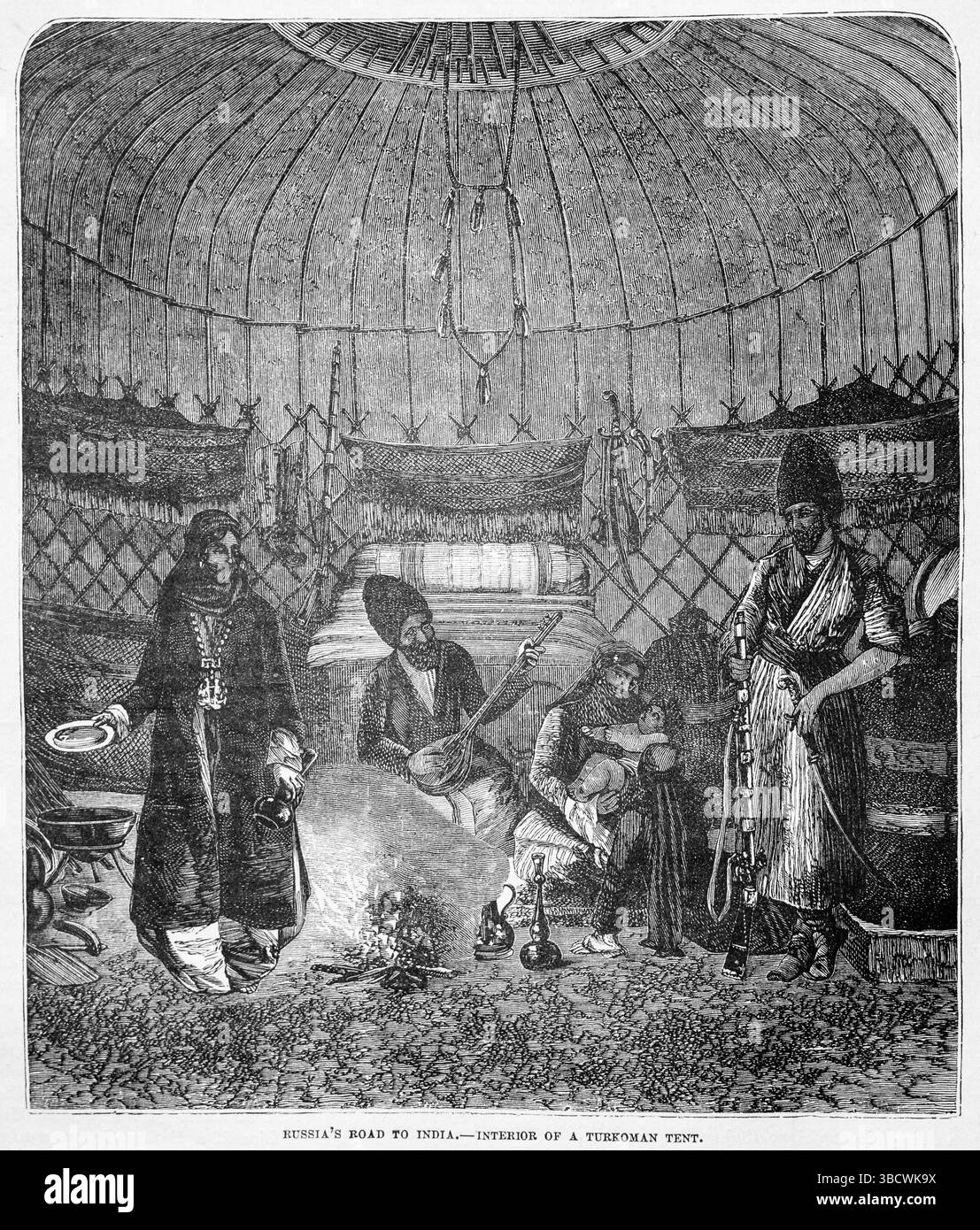 Russia's road to India - Interior of a Turkoman tent. Depicts a tent of ...