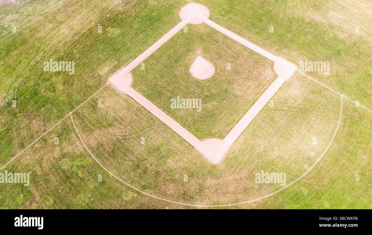 Baseball field in Wythenshawe Park seen from the air near Manchester ...