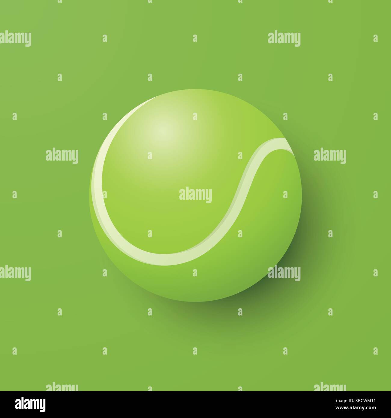 Vector 3d Tennis Ball Icon is on the Green Background Closeup. Tennis ...