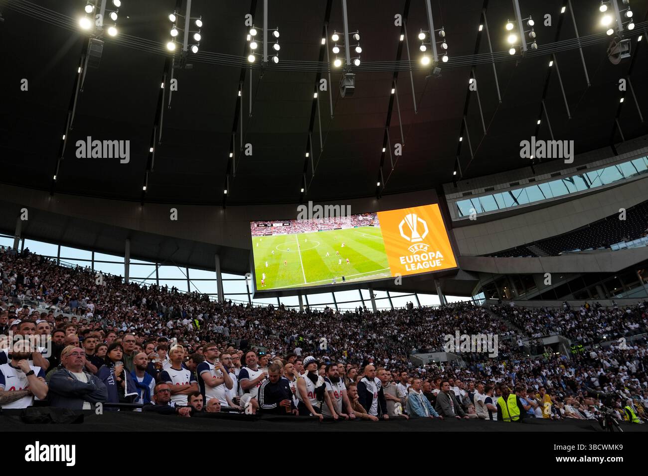 General view of Tottenham Hotspur fans watching a screening of the UEFA ...