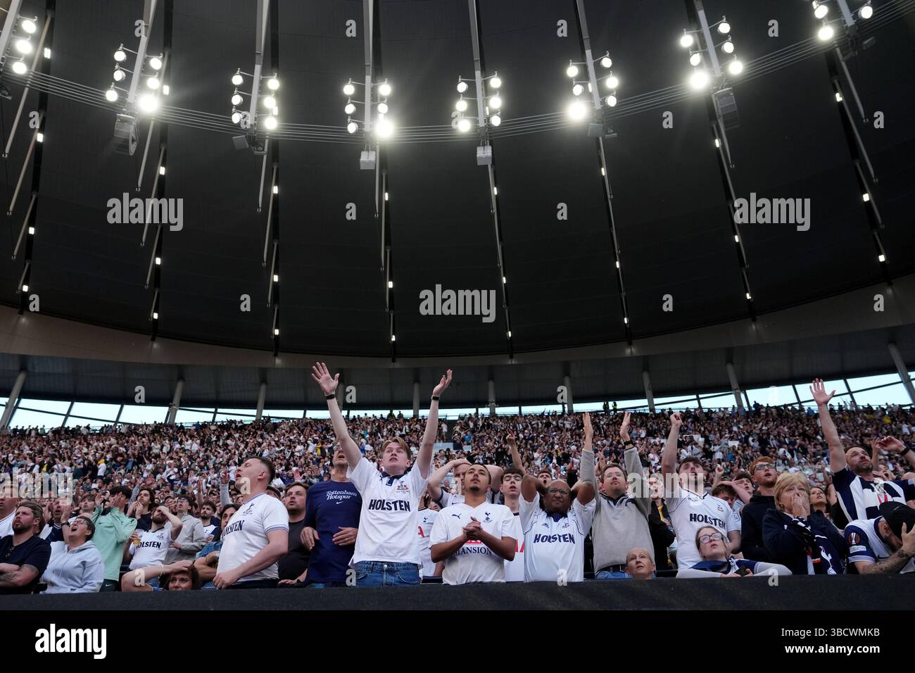 General view of Tottenham Hotspur fans watching a screening of the UEFA ...