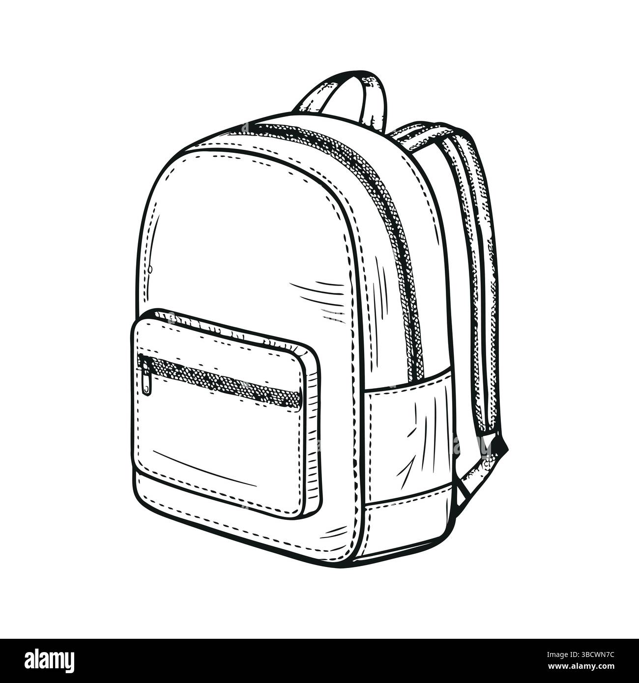 School backpack in vintage hand-drawn sketch style Stock Vector Image ...