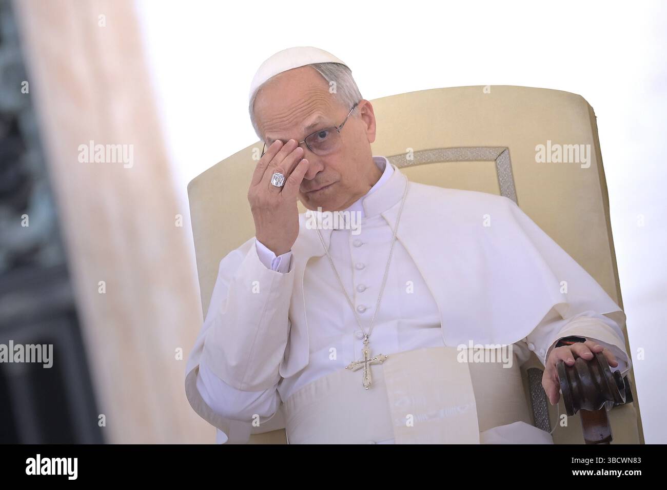 VATICAN CITY, VATICAN - MAY 21: Pope Leo XIV holds his first weekly general audience in St ...