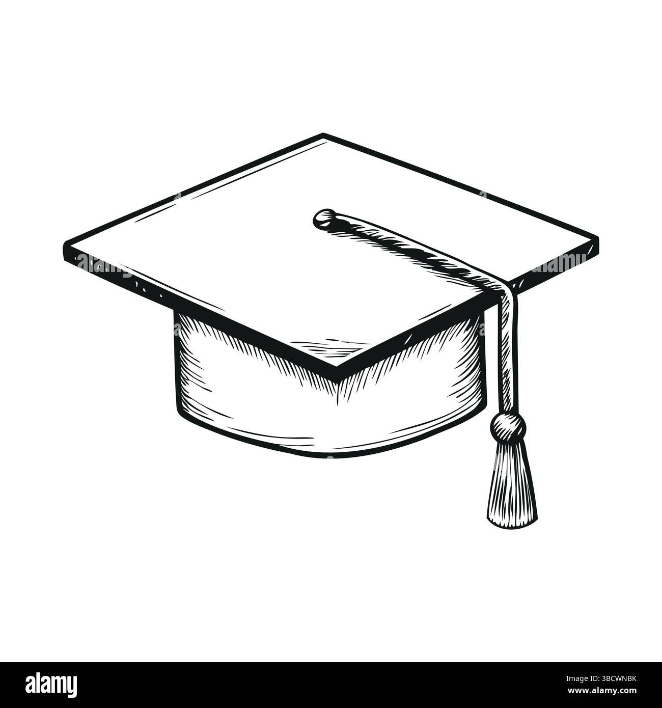 Graduation cap in vintage hand-drawn engraving style Stock Vector Image ...