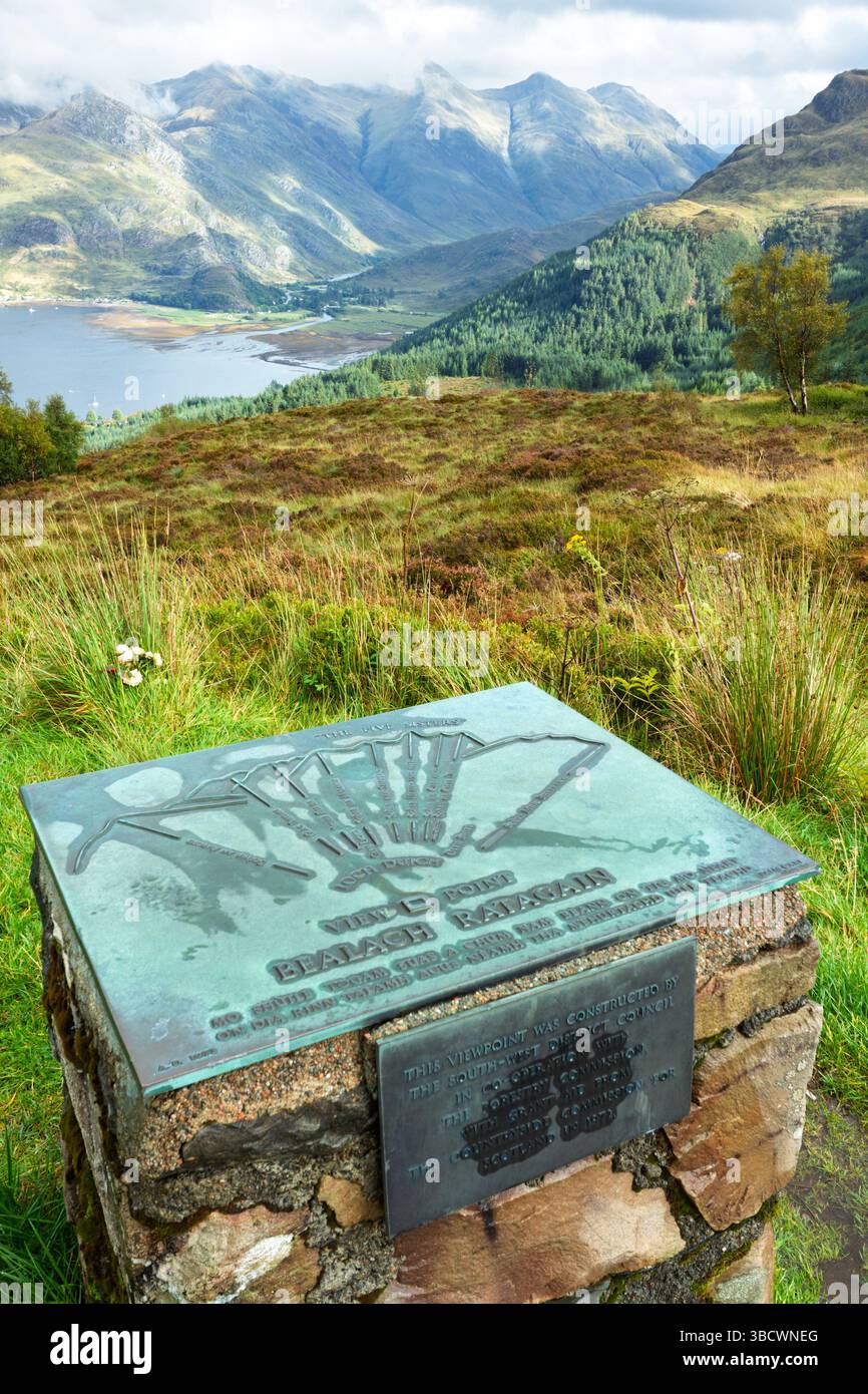 Toposcope, Loch Duich and Five Sisters of Kintail mountains seen from ...