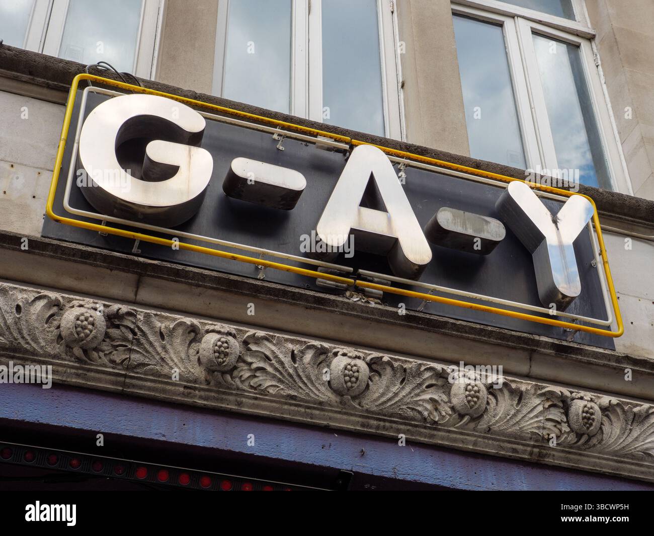Gay sign outside venue in Old Compton Street, Soho, London, UK Stock ...