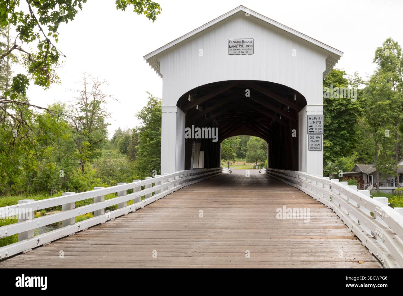 USA, Oregon, Lane County, Jasper Place Road, Fall Creek. Pengra Covered ...