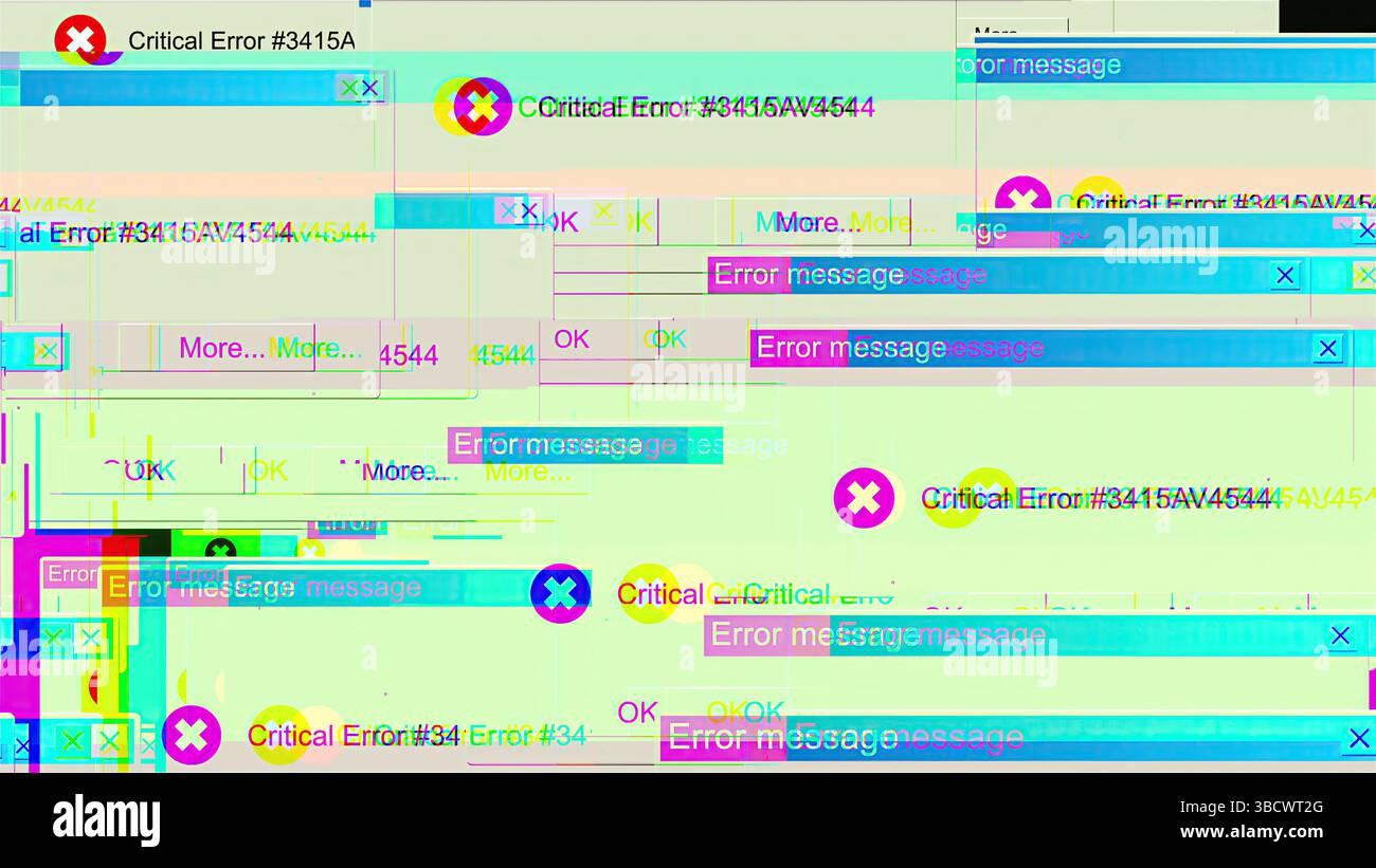 Critical Errors glitch. Computer generated 3d render Stock Photo - Alamy