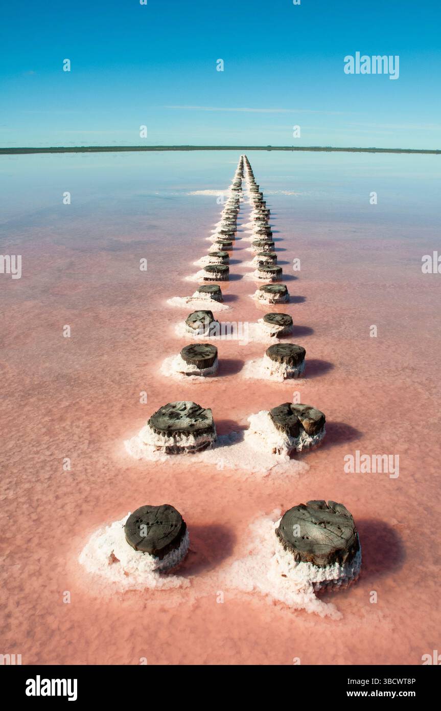 Historical remains of old salt exploitation, Salinas Grande, La Pampa ...