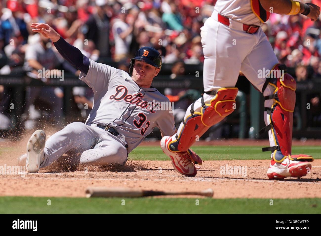 Detroit Tigers' Colt Keith scores during the eighth inning of a ...