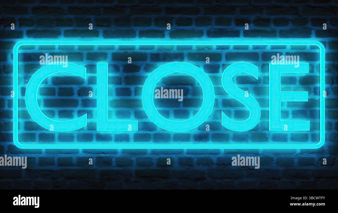 Neon glow close text animation hi-res stock photography and images - Alamy
