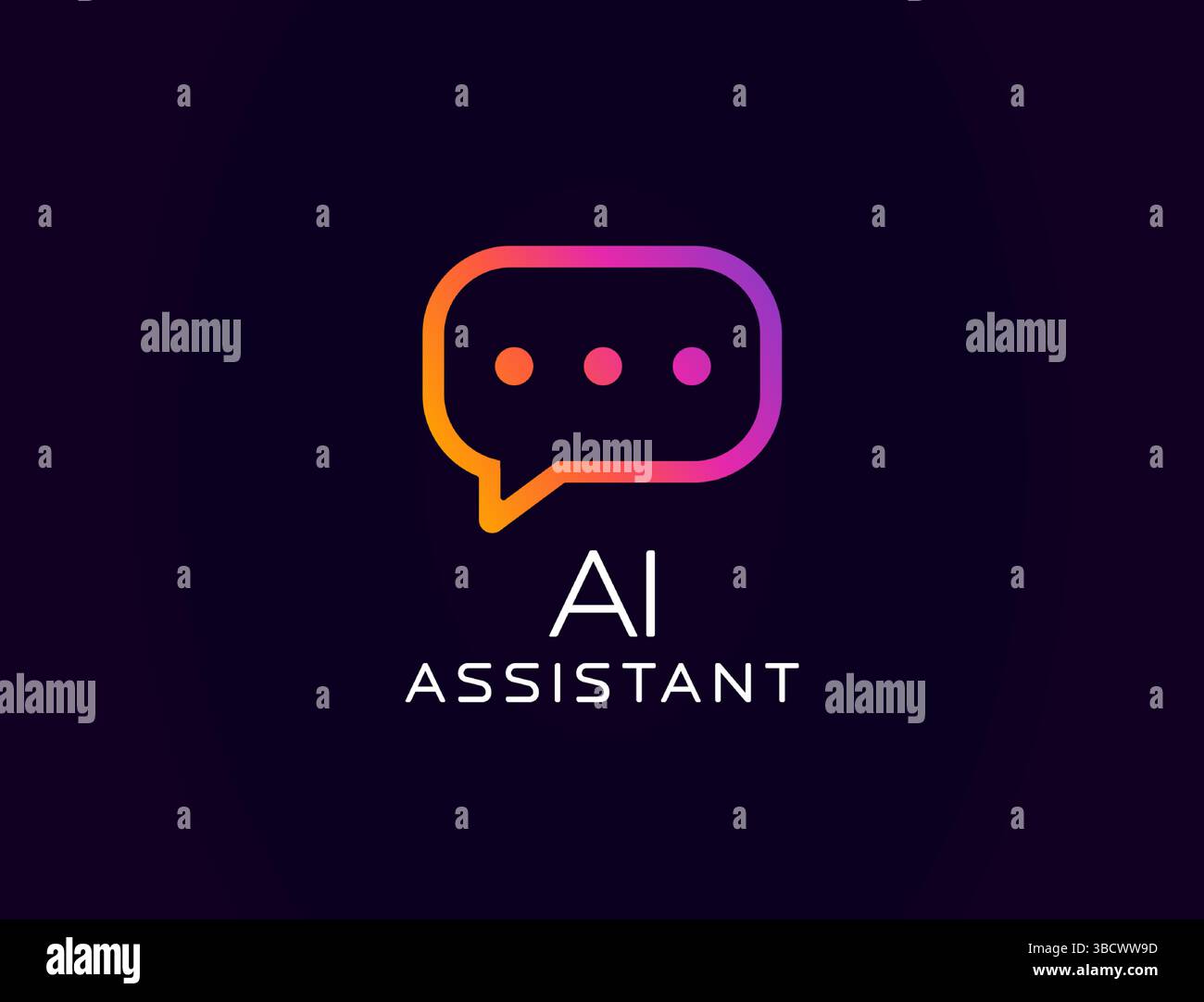 AI assistant logo with message bubble icon, glowing gradient outline ...