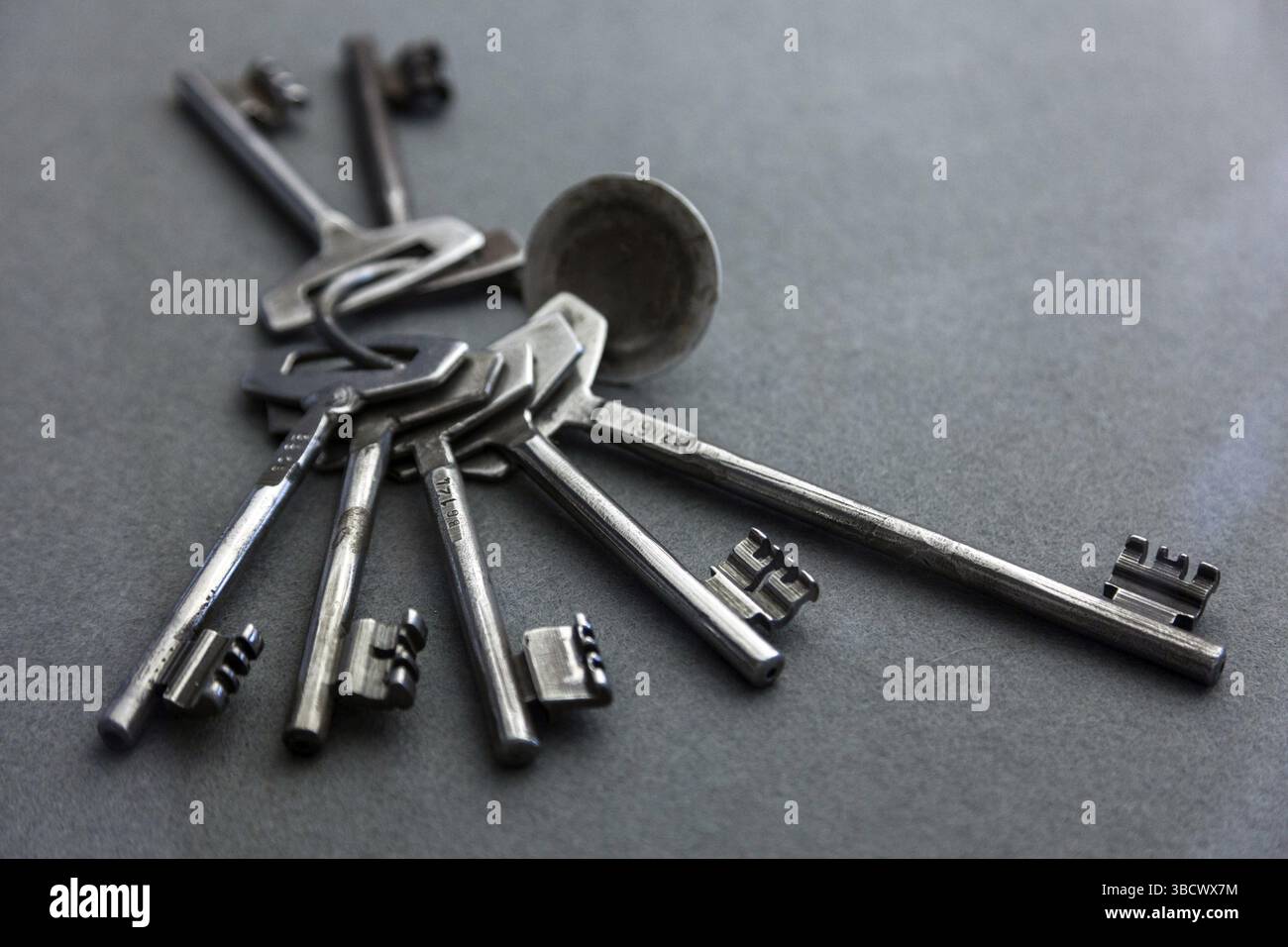 Key ring with keys for prison cells Stock Photo - Alamy