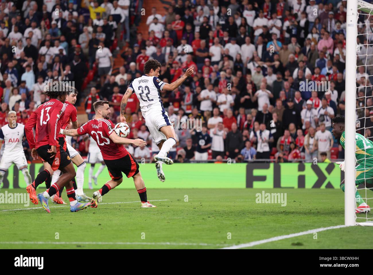 Bilbao, Spain. 21st May, 2025. Luke Shaw of Manchester United scores ...