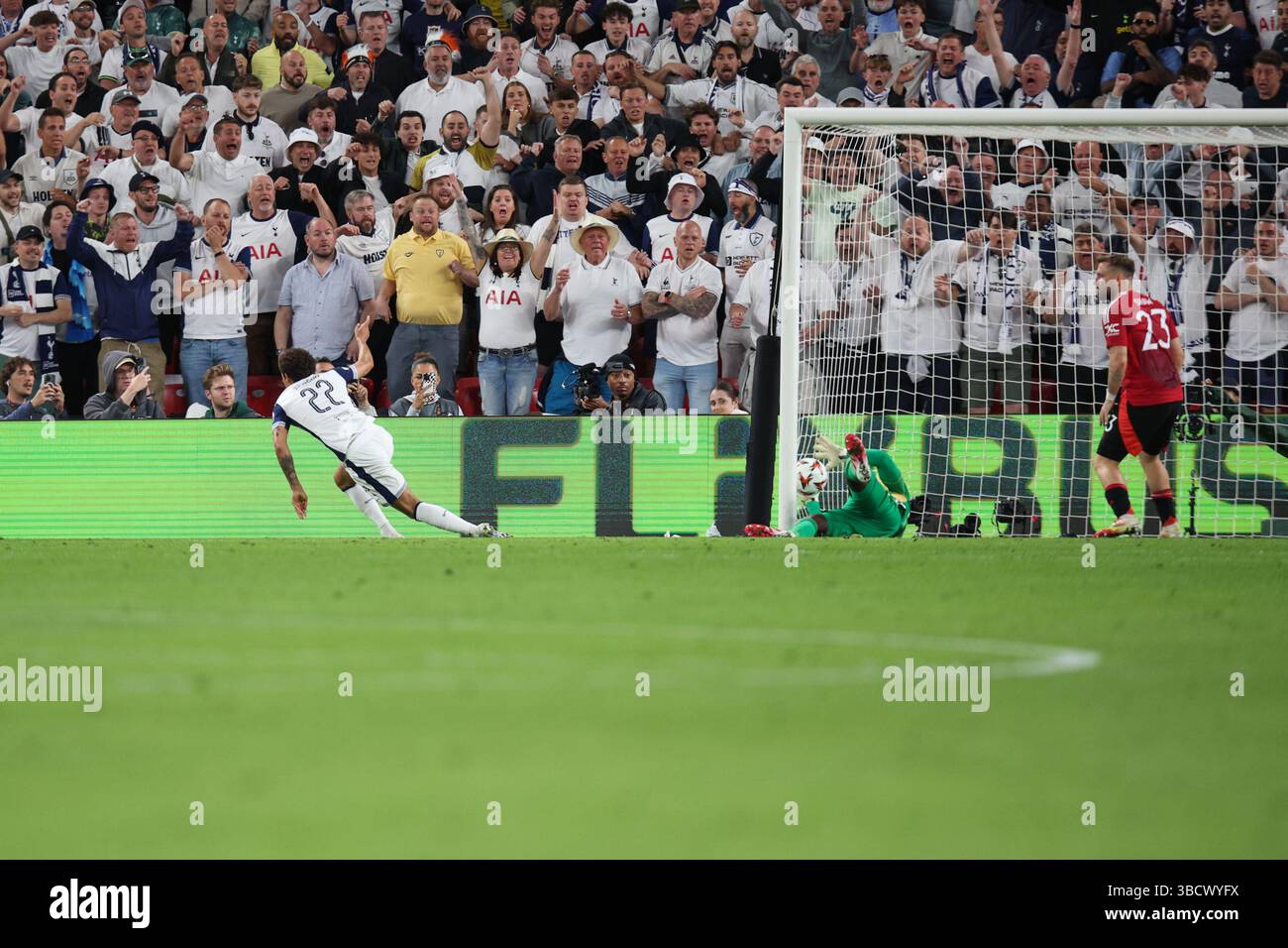 BILBAO, SPAIN - 21st May 2025: Brennan Johnson of Tottenham Hotspur ...