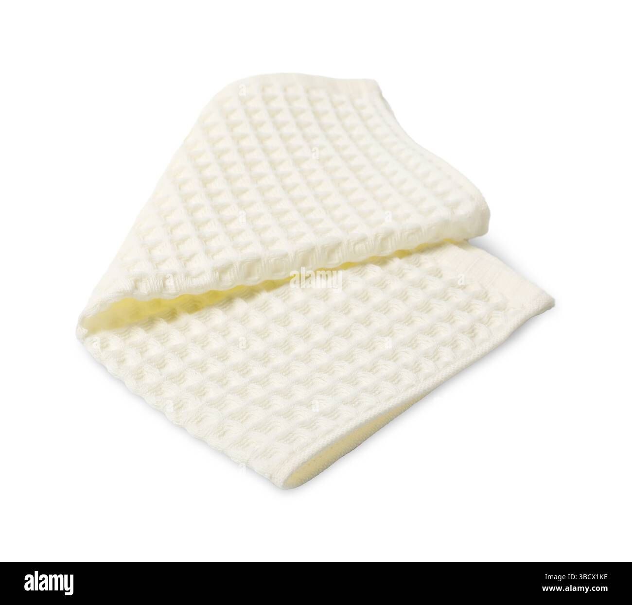 Clean beige waffle towel isolated on white Stock Photo - Alamy