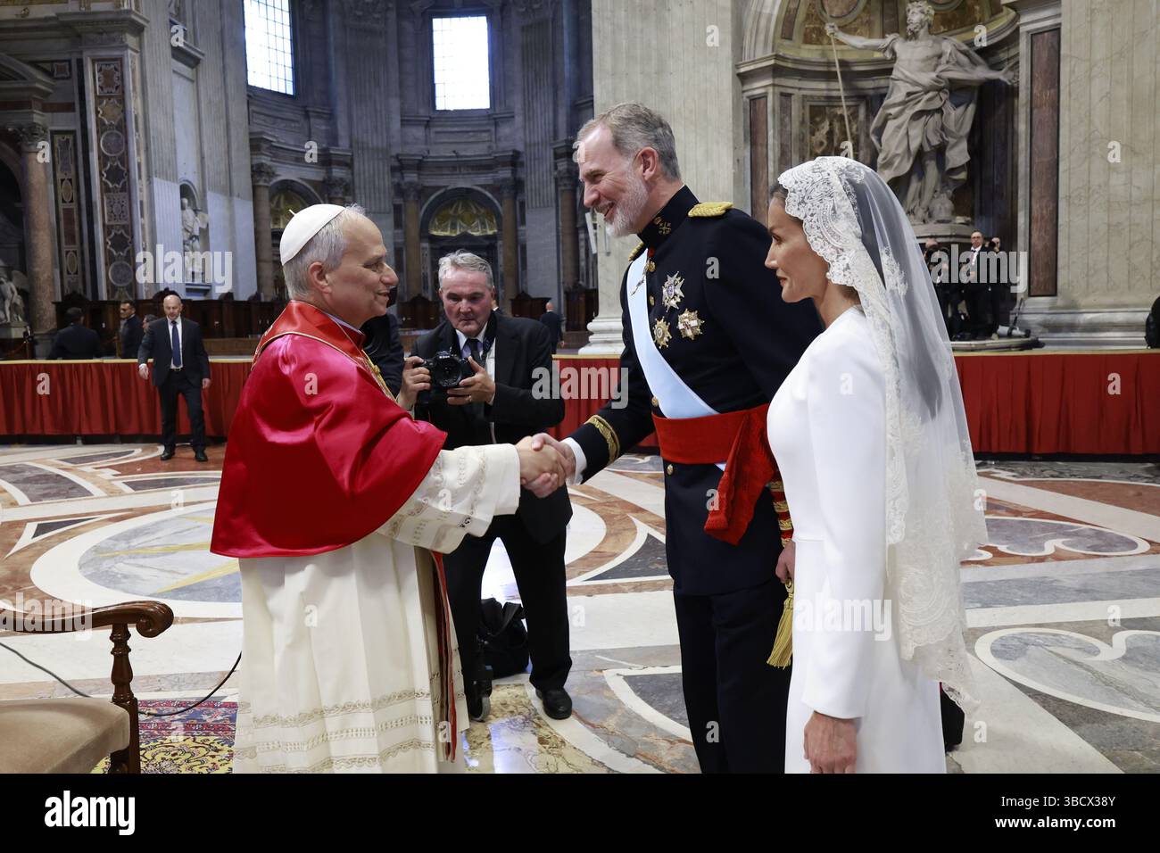 King Felipe VI of Spain, Queen Letizia of Spain attends a meeting with ...