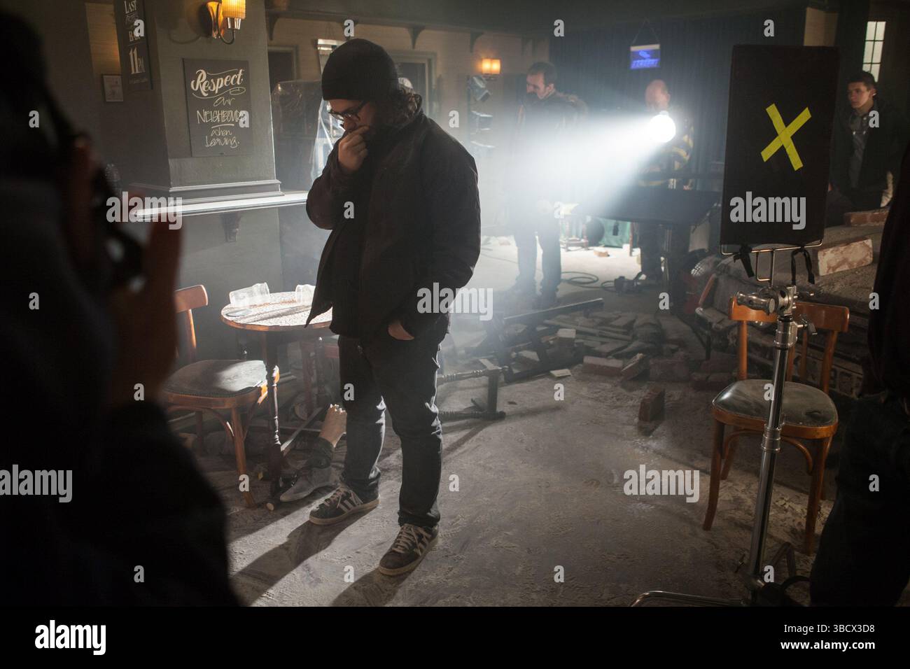 Director Edgar Wright on the set of his new comedy THE WORLD'S END, a ...