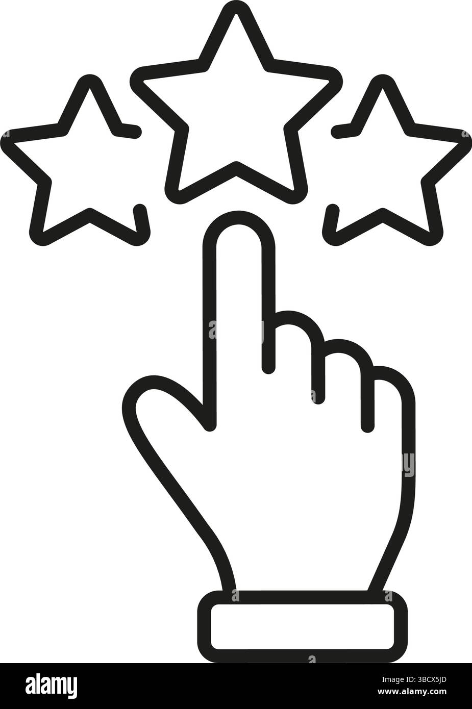 Hand Selecting Star Rating Line Icon. Customer Feedback, Review, And ...