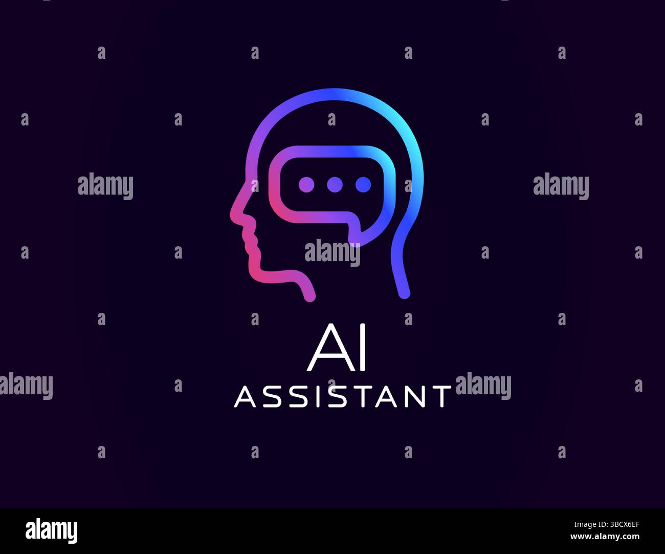 AI assistant logo with human head silhouette and chat bubble inside ...