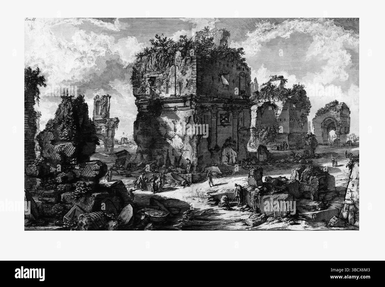 18th-century engraving of tomb chamber ruins on the Appian Way near ...