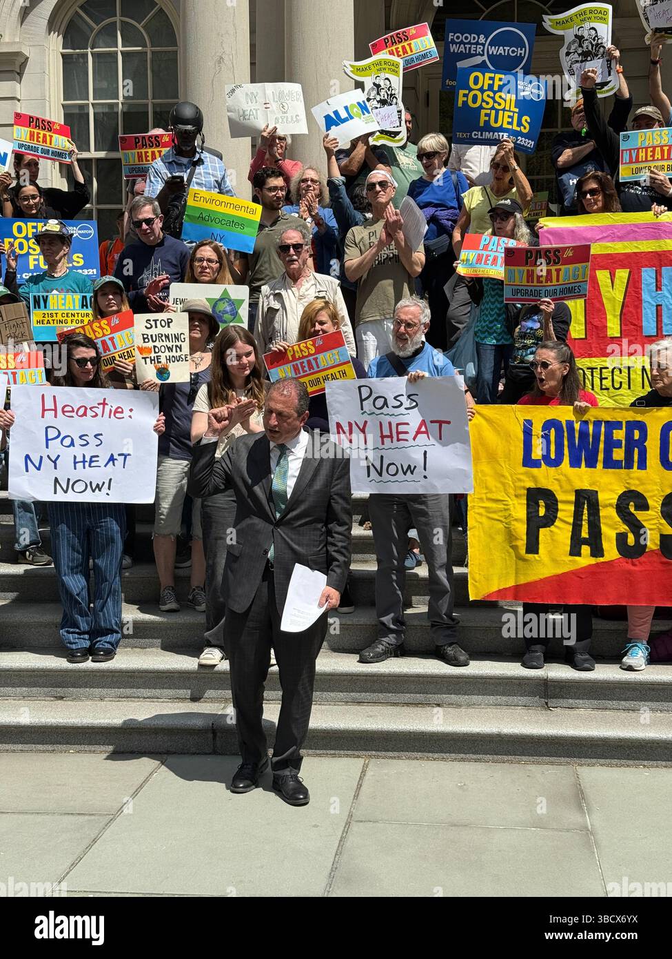 City Controller Brad Lander speaking at Earth Day rally on the steps of ...