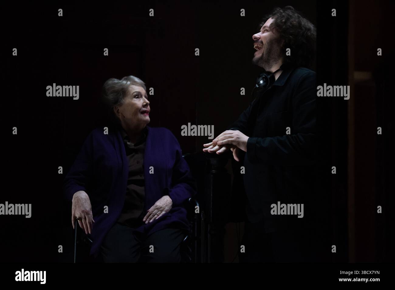 Actor Dame Diana Rigg and director Edgar Wright on the set of their ...