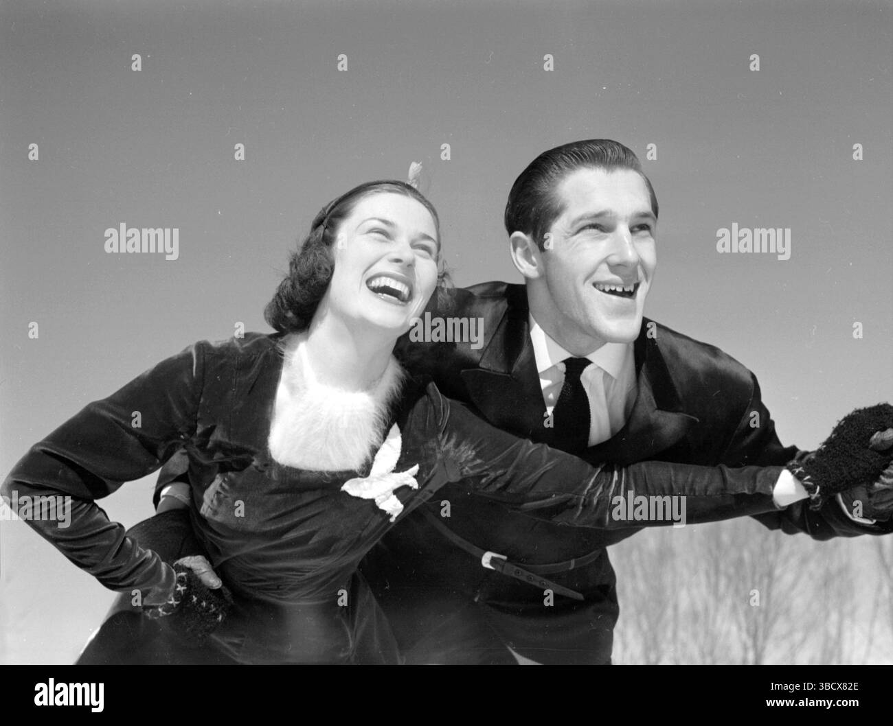 Portrait of Figure skaters Ralph McCreath and Eleanor O'Meara in action ...