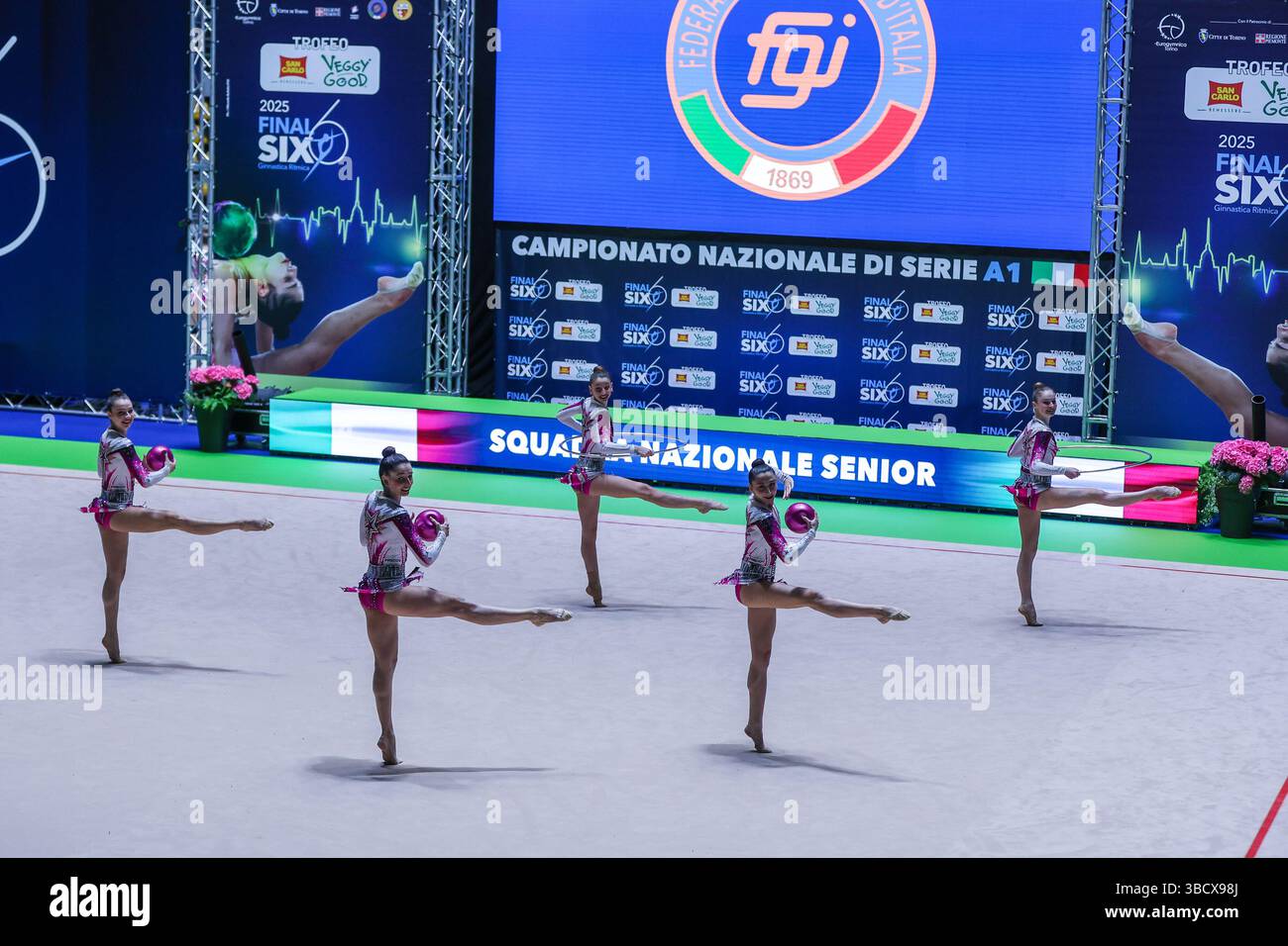 Turin, Italien. 17th May, 2025. Italy group team seen during Rhythmic ...